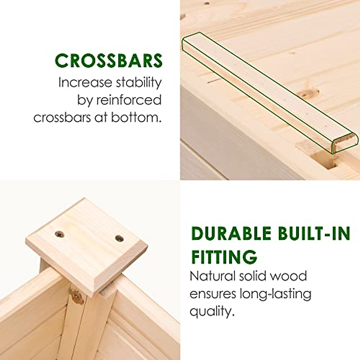Fun Memories Raised Garden Bed 48x26x33 Inch - Elevated Solid Spruce Wood Planter Box Stand with Legs - Outdoor Patio Garden Backyard Balcony for Growing Herbs, Vegetables, Flowers - 360 lbs Capacity