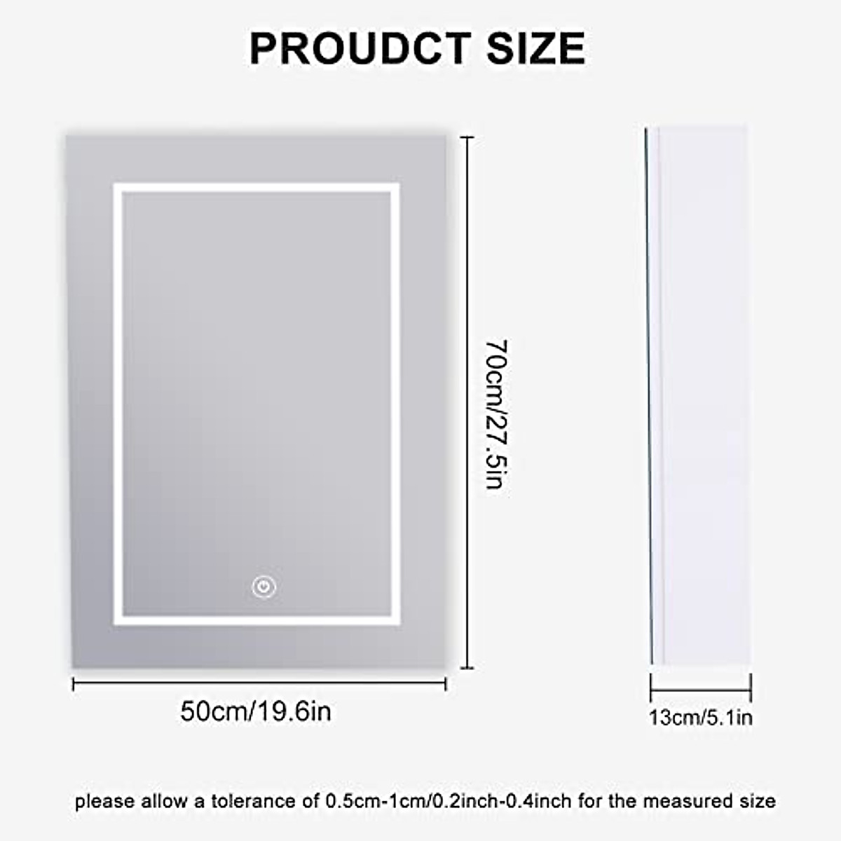 Loye Bathroom Medicine Cabinet with Lights, Aluminum Mirror Lighted Storage Cabinet, LED Medicine Cabinet with Dimmer for Bathroom (20 inches x 28 inches ), White