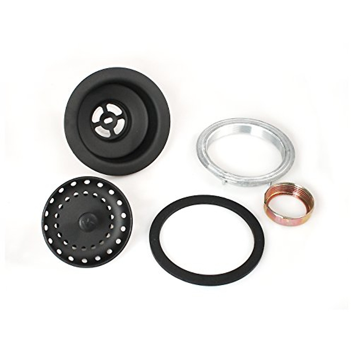 Plumb Pak K5414BLK Keeney Stainless Steel Kitchen Sink Strainer with Fixed Post Basket, Fits Standard 3-1/2-Inch Openings, 3-1/2 In. to 4 In, Black