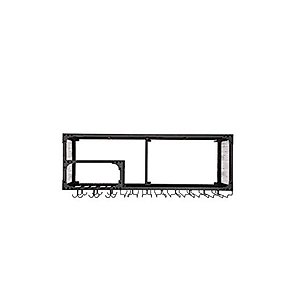 Stylish Simplicity Wine Rack Bar Black Metal Wall-Mounted Stylish Simplicity Wine Rack and Glass Bracket Wrought Iron Bottle Storage Rack Home and Kitchen Bar Commercial Decorative Stylish Simplicity
