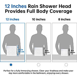 G-Promise All Metal 12 Inch Rainfall Shower Head with Handheld Spray Combo| 3 Settings Diverter|Adjustable Extension Arm with Lock Joints |71 Inches Stainless Steel Hose (Chrome)