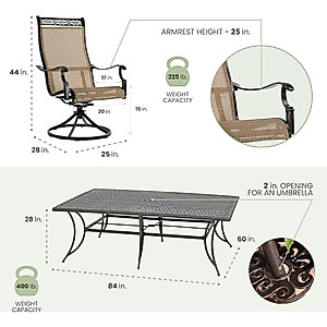 Hanover Manor 11-Piece Outdoor Dining Set with 10 Comfortable Swivel Rockers and an Extra-Large 60" x 84" Aluminum Cast-Top Dining Table, 10 person Patio Table and Chairs for Backyard, Deck, Porch