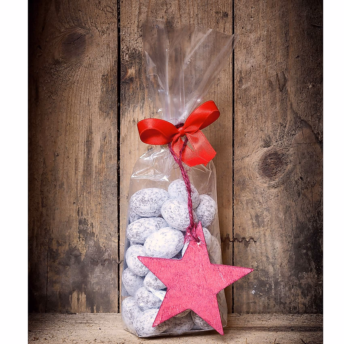 Morepack Gusseted Flat Bottom Cellophane Bags with Paper Insert, 50Pcs 4.3x2x11.8 Inches Cellophane Bags Gusseted