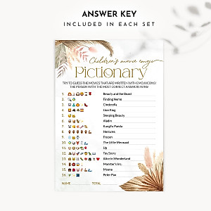 Printperie Pampas Grass Baby Shower Games for 50 Guests, 6 Games Double-Sided Cards, Boho Gender Neutral for Boys or Girls