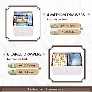 WLIVE White Dresser for Bedroom with 10 Drawers, Tall Chest of Drawers for Bedroom, Storage Drawer Unit, Organizer Unit for Hallway, Closet