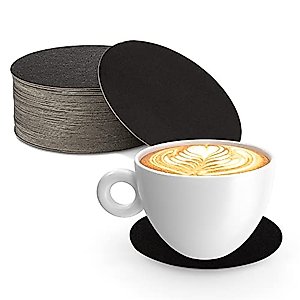 Beautiful 4 inch Black Round Coasters for Protection Against Leaks and Spills by MT Products (50 Pieces)