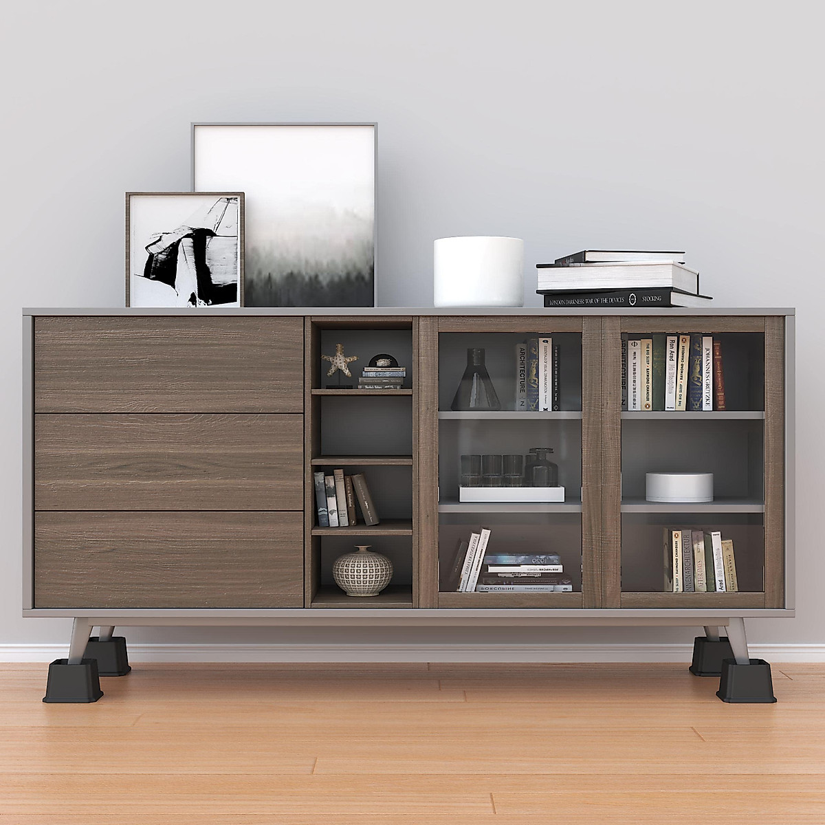 Whynonap Bed Risers 2 Inch Heavy Duty Bed Elevators, Set of 6 Lifts Up 2000 lbs Furniture Riser for Sofa and Table, Black