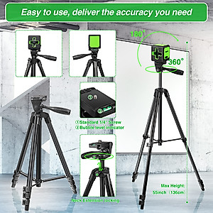 Level Tool with Tripod, 50Ft Self Leveling Leveler Tool Green Cross Line, Separate control 2 Lines Level for Picture Hanging DIY Light Duty Indoor Project