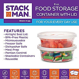 [48 Sets - 8 oz.] Plastic Containers with Lids - Slime Containers 8 oz - Small Containers with Lids