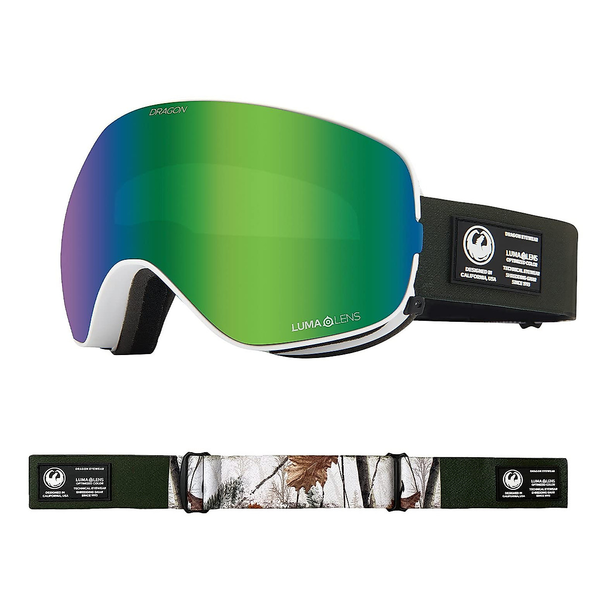 Dragon Alliance X2S Smaller Fit Alpine Camo/Lumalens Green Ion Snow Goggles