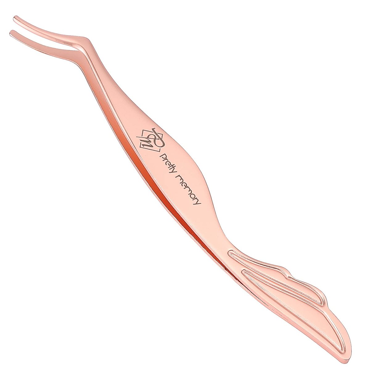 Pretty memory Eyelash Applicator Tool DIY Cluster Lash Tweezers Curved Eyelash Tweezers for Easy Lash Application and Removal, Rose Gold