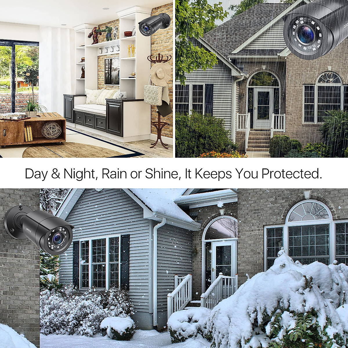 ZOSI 4 Pack 2MP 1080p HD-TVI Home Security Camera Outdoor Indoor 1920TVL,24PCS LEDs,80ft Night Vision, 90°View Angle, Weatherproof Outside Surveillance CCTV Bullet Camera(Black)