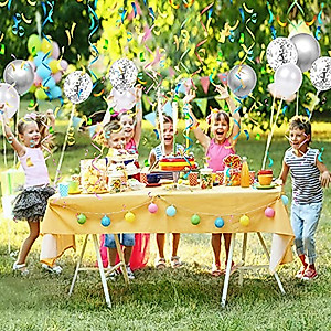 60 PCS White Silver Confetti Latex Balloons, 12 inch Silver Metallic Balloon with White Latex Balloons for Wedding Birthday Baby Shower Decorations