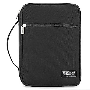 Bible Cover, Christ Garden Canvas Bible Case for Men Women Black 7.5x10x2.5 in, Fits Bibles Up to 6.4X 9.2x2 in