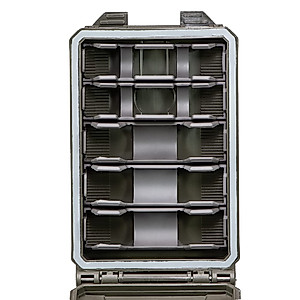 Thyrm CellVault-5M Modular Battery Storage for CR123, 18650, 18350, CR2032 Batteries with movable inserts (Olive Drab), Made in USA