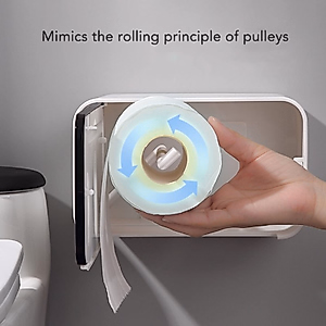 Wall Mounted Bathroom Paper Towel Holder, Non Perforated Toilet Paper Roll Holder, Large Capacity Waterproof Paper Towel Dispenser, Double Spout for Soap, Cell Phone or Other Items(Black)