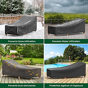 Mrrihand Chaise Lounge Cover, Patio Furniture Covers, Patio Lounge Chair Cover Waterproof and UV Resistant, Oxford Heavy Duty Outdoor Furniture Covers with Air Vent 2 Pack - 68L x 30W x 30H inch