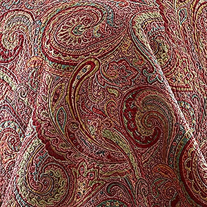 Levtex Home Spruce Red Quilt Set - Full/Queen Quilt + Two Standard Pillow Shams - Paisley Pattern in Burgundy, Red, Tan, Grey -Quilt Size (88 x 92) and Pillow Sham Size (26 x 20Ó)- Reversible -Cotton