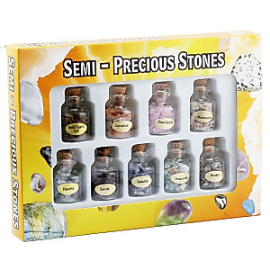 SUNYIK 9 Mini Gemstone Bottles Chip Crystal Healing Tumbled Gem Reiki Wicca Stones Set