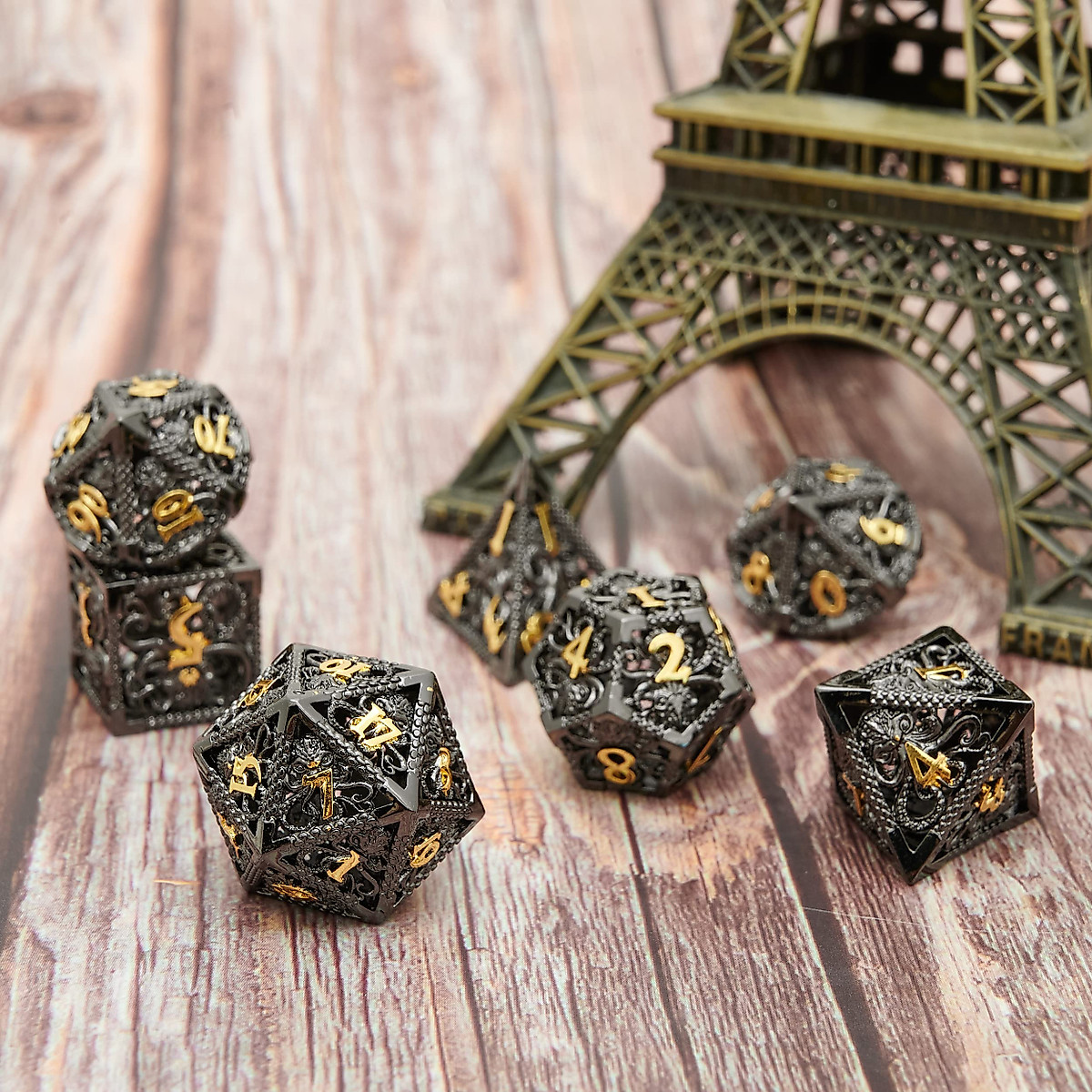 Dungeons and Dragons Dice DND Dice Set D and D dice Set D20 MTG Metal Dice Set Hollow Polyhedral Dice Role Playing Dice with Octopus Motifs for Dungeons and Dragons RPG Table Games