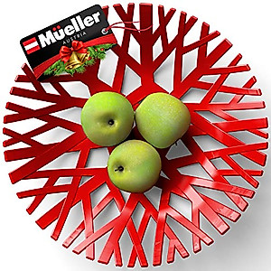 Mueller Fruit Basket, European Fruit Bowl, Fruit and Vegetables Holder for Counters, Kitchen, Countertop, Home Decor, High-end Look, Red