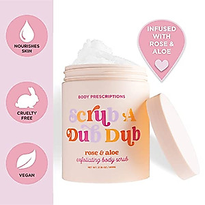 Body Prescriptions Exfoliating Body Scrub – Body Cleanser for Nourished, Ultra-Smooth Skin, Rose and Aloe