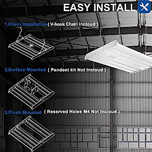 ELECALL Linear LED High Bay Light 21735LM 161W 2FT 5000K (600W HPS Eqv.) Warehouse Light for Workshops Garages Shop, Hanging and FlushMount, 0-10V Dimmable, UL DLC,6 Lamp Fluorescent Replacement