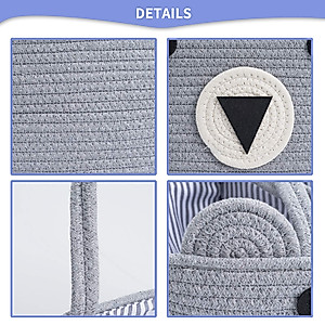 InfiBay Baby Diaper Caddy Organizer, Large Bear Cotton Rope Nursery Baby Shower Gifts, Changing Basket Table Baby Diaper Storage Portable Car Organizer, Baby Newborn Essentials-Gray