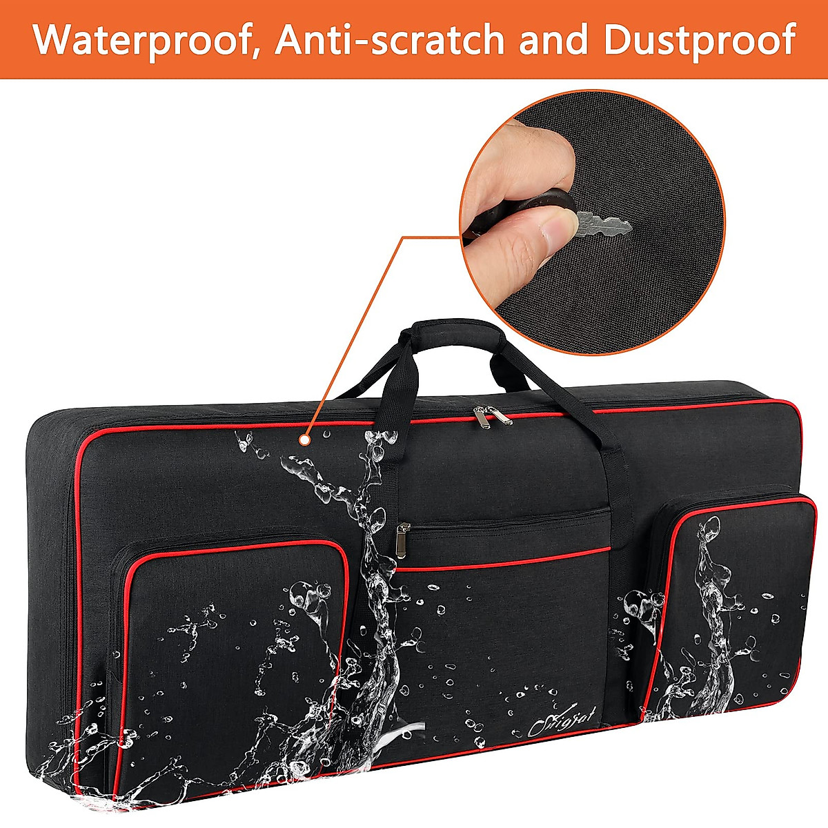 SNIGJAT 61 Key Keyboard Case Soft, Full Padded Piano Case with Handles and Adjustable Shoulder Straps, Waterproof Piano Keyboard Case with 3 Pockets for Accessories (Size: 39.5"x15.8"x4.8")