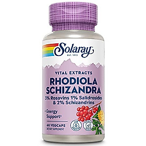 SOLARAY Rhodiola and Schizandra Supplement, 500 mg | 60 Count