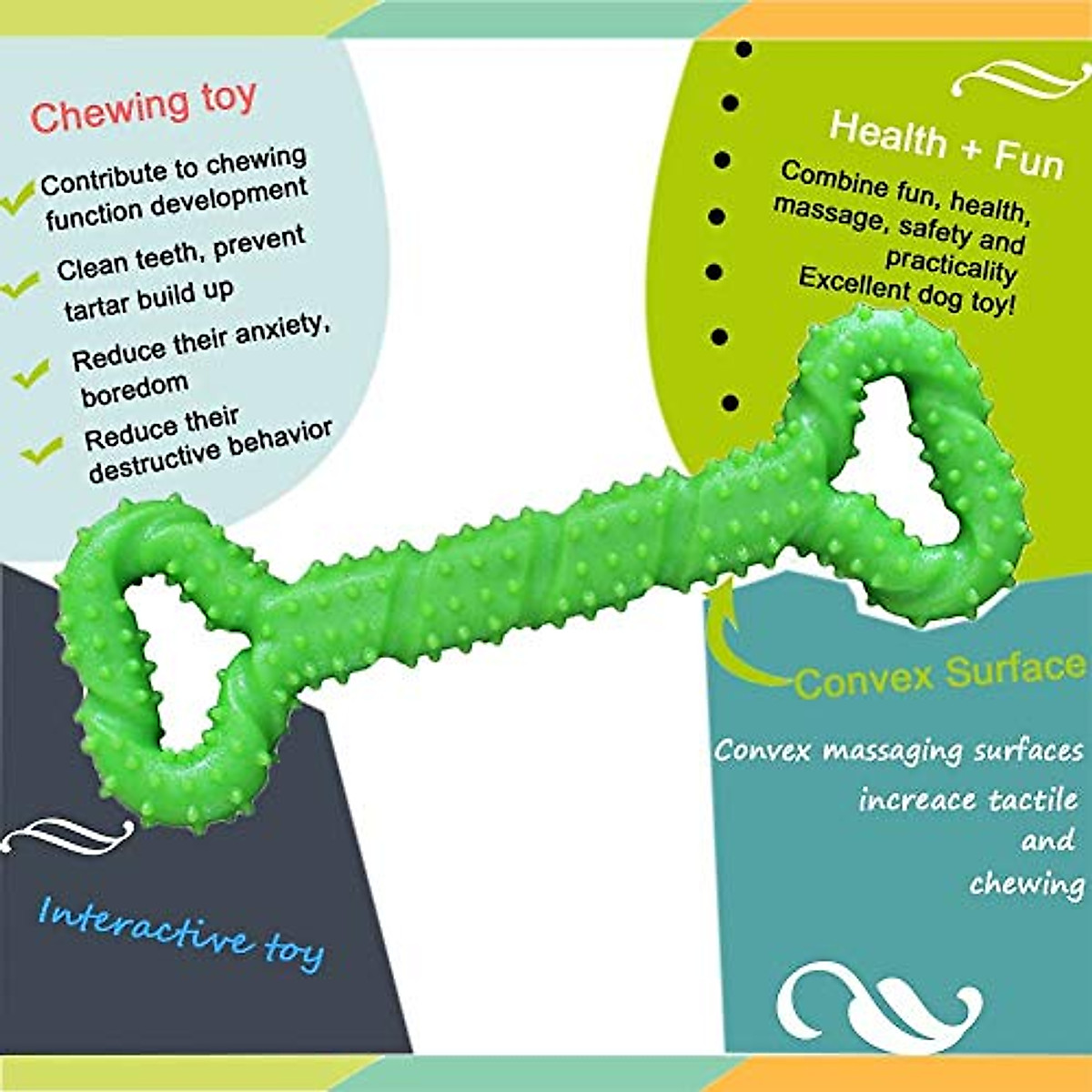 LECHONG Durable Dog Chew Toys 13 Inch Bone Shape Extra Large Dog Toys with Convex Design Strong Tug Toy for Aggressive Chewers Medium and Large Dogs Tooth Cleaning