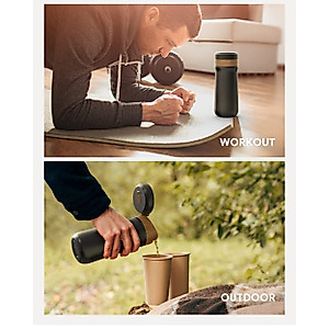 BENFUCHEN Portable French Press Coffee Maker Car-Go Vacuum Insulated Travel Bottle Mug, Hot/Cold Brew Coffee Press With Four-Layer Unique Filter Mesh Stainless Steel Tea Press Single Serve