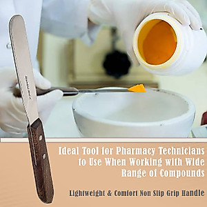 A2Z-WHS6 Stainless Steel Lab Spatula with Wooden Handle, 6" Blade, 1" Blade Width, 10.4" Total Length