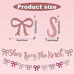She's Tying The Knot Banner, Engagement Party Decorations Floral Bridal Shower Decor Gold Paper Sign for Bridal Wedding Party