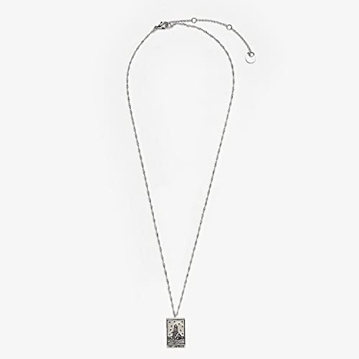 Pura Vida 18" Silver Lover Tarot Pendant Necklace - Handmade Statement Necklace with Silver Chain - Silver Necklace for Women, Long Necklaces for Teen Girls, Boho Jewelry for Women - 3" Extender