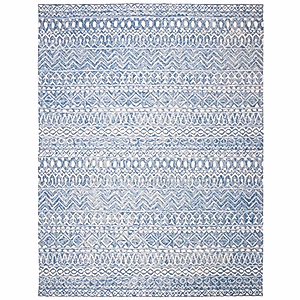 Safavieh Micro-Loop Collection 8' x 10' Blue/Ivory MLP502M Handmade Moroccan Boho Tribal Premium Wool Area Rug