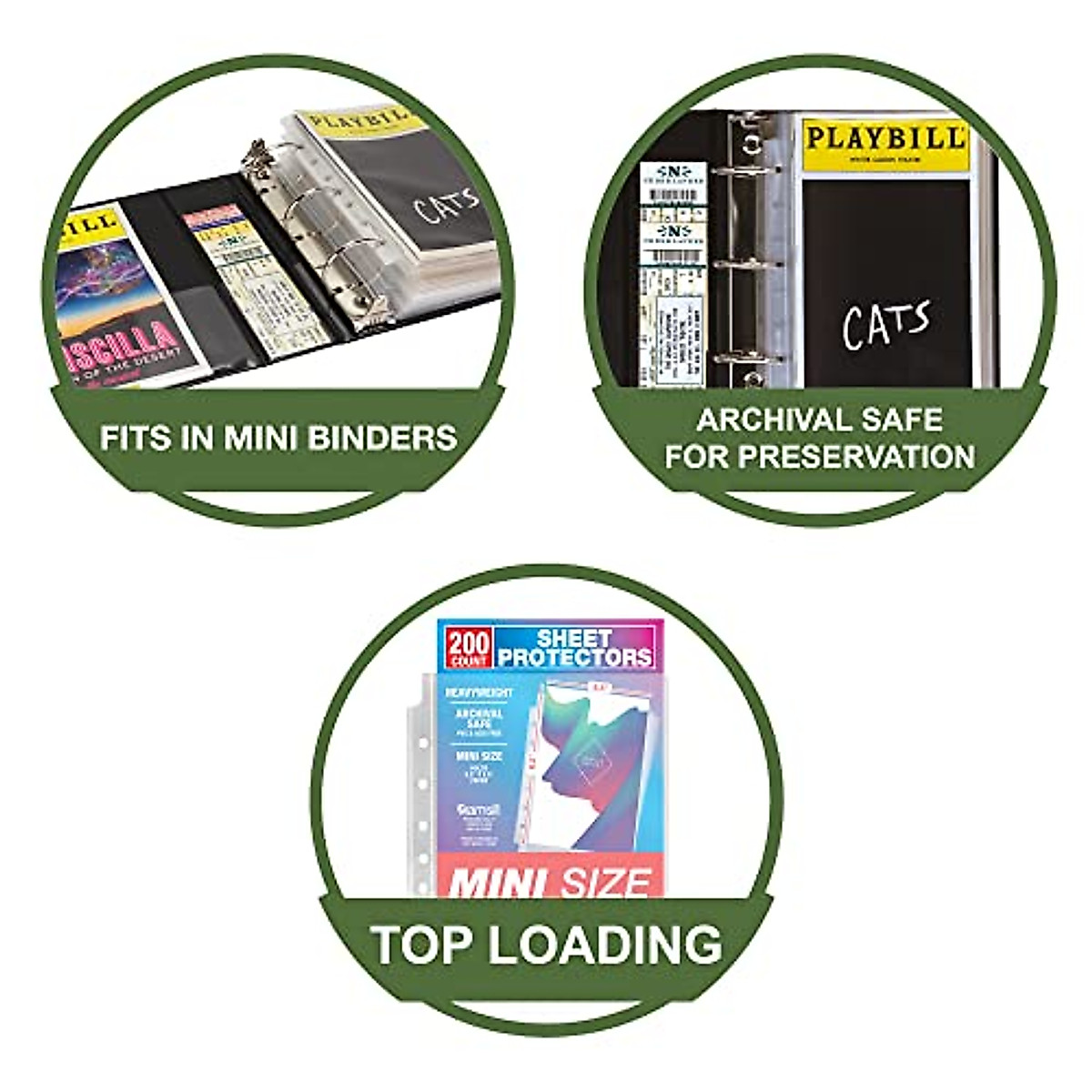 Samsill Mini Sheet Protectors 200 Pack, 5.5 x 8.5 Inch Page Protectors for Mini 3 Ring Binder, Heavy Duty, Clear Protector Sheets, 7 Hole, Top Loading, Acid Free