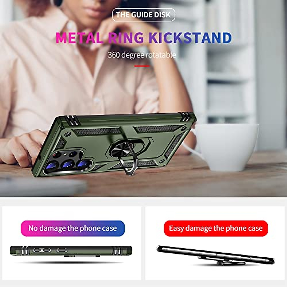 Korecase for Samsung Galaxy S9 Plus Case, Extreme Protection Military Armor Dual Layer Protective Ring Kickstand Olive Green