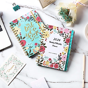 2023 Planner – Weekly ＆ Monthly Planner 2023, Jan 2023 – Dec 2023, 6.4" x 8.5" with 12 Monthly Tabs, Flexible Hardcover, Thick Paper, Inspirational Quotes, Strong Spirals Wirebound Organizer