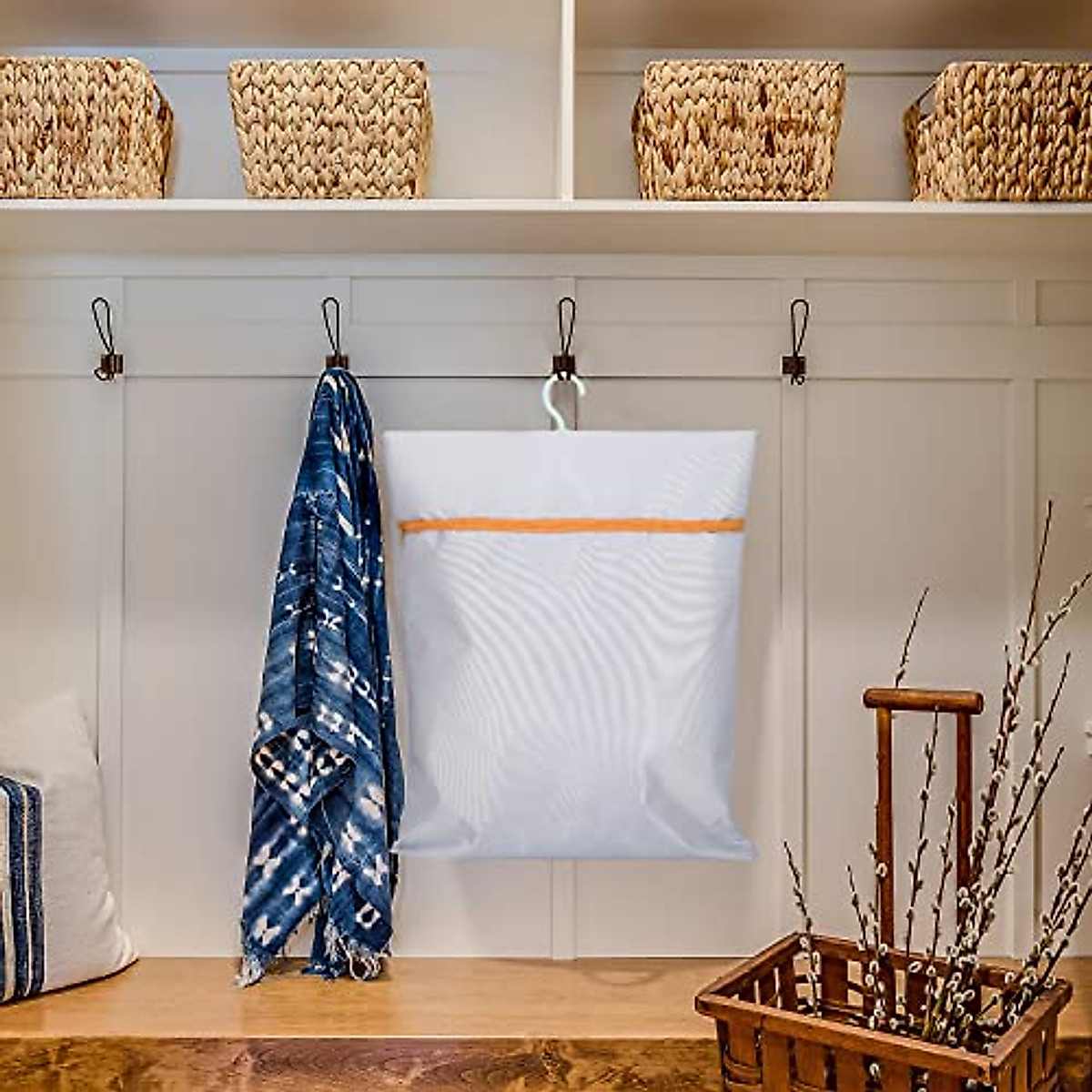 4 Set Travel Laundry Bags Dirty Clothes Bag for Traveling Hanging Laundry Hamper with Zipper, Folding Hanger and Outer Bag, Collapsible and Washable, Separate Laundry from Clean Clothes