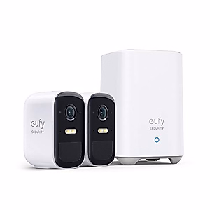 eufy security, eufyCam 2C Pro 2-Cam Kit, Wireless Home Security System with 2K Resolution, 180-Day Battery Life, HomeKit Compatibility, IP67, Night Vision, and No Monthly Fee.