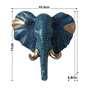 LBSLMJB 6PCS Coat Hooks Wall Mounted Creative Antlers Decorative Hooks, Hooks for Hanging Towels, Animal Shaped Blue Resin Wall Hook Rack for Bags, Hat, Cap, Scarf, Cup