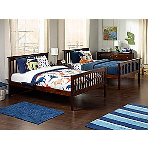 Atlantic Furniture Columbia Bunk Bed Full Over Full with Twin Size Urban Trundle Bed Walnut/Full Over Full