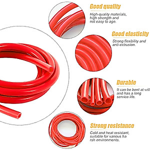 XINLIYA Silicone Vacuum Tubing Hose Line, 10 Ft 1/4" (6mm) Inner Diameter Hose, High Tempterature 130PSI Max Pressure for Multiple Use, Auto Replacement Vacuum Hose Line for Vehicle Radiator (Red)