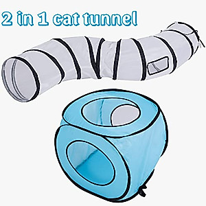 Shank Ming Cat Tunnels for Indoor Cats, Collapsible Cat Tunnel Toy and Cubes Combo, Pet Tunnel for Puppy Rabbit