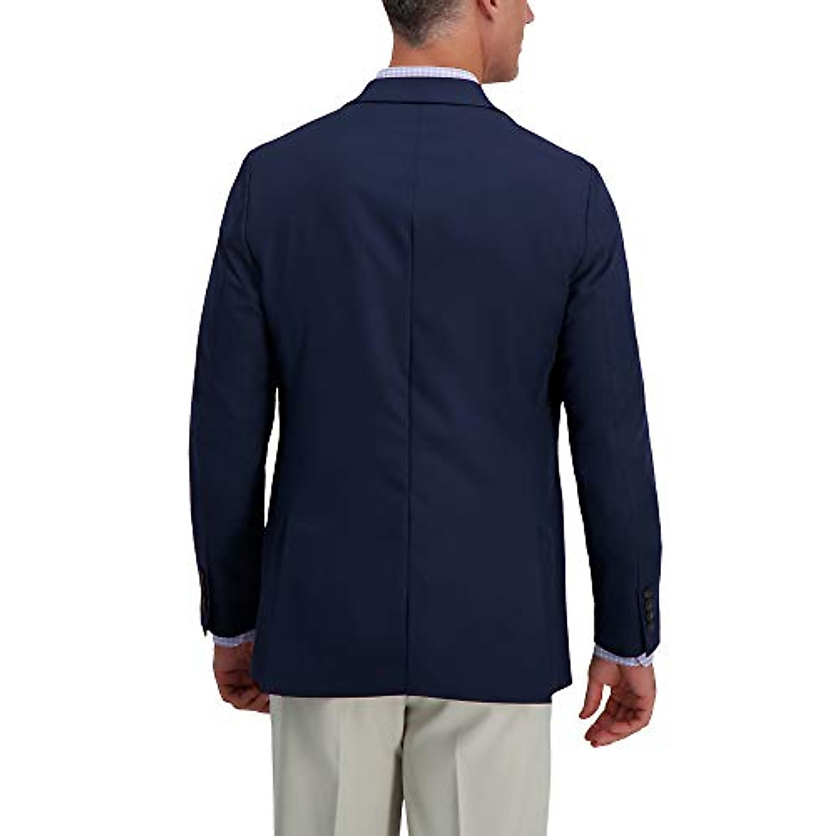 Haggar mens The Active Series Classic Fit Gabardine Blazer Business Suit Jacket, Indigo, 42 Short US