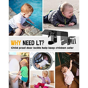 SKMYL Door Locks for Kids Safety, Child Proof Door Top Lock,Keep Children & Autistic at Home,Made of Durable Metal (Black 1 Pcs)