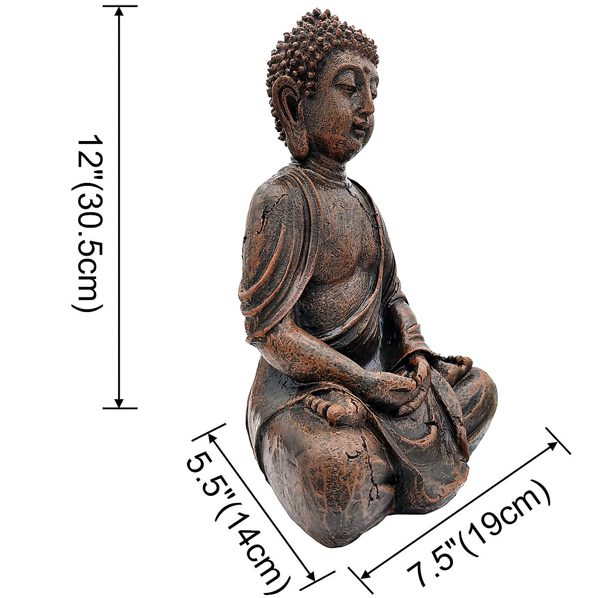 ZOWIE KING Meditating Buddha Statue for Home, 12" Buddha Decor Desk Zen Garden Buddah Decoration Home Figurine