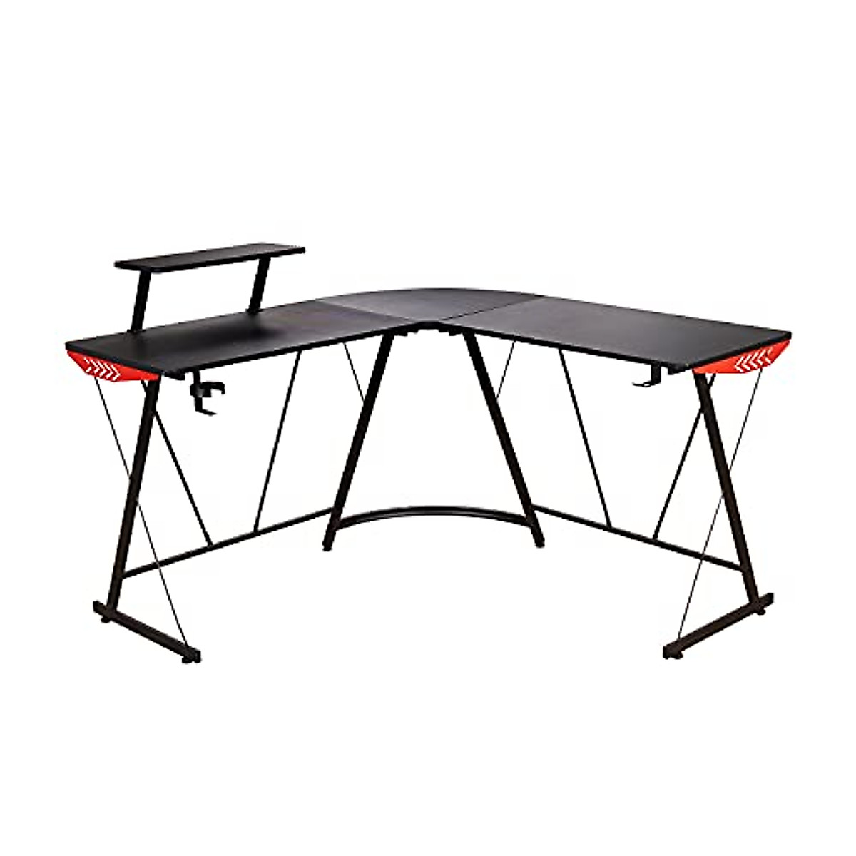LAZYLAND L Shaped Gaming Desk, 50" Home Office Desk, Office Writing Workstation with Headphone Stand and Cup Holder for Game Player,Office Worker
