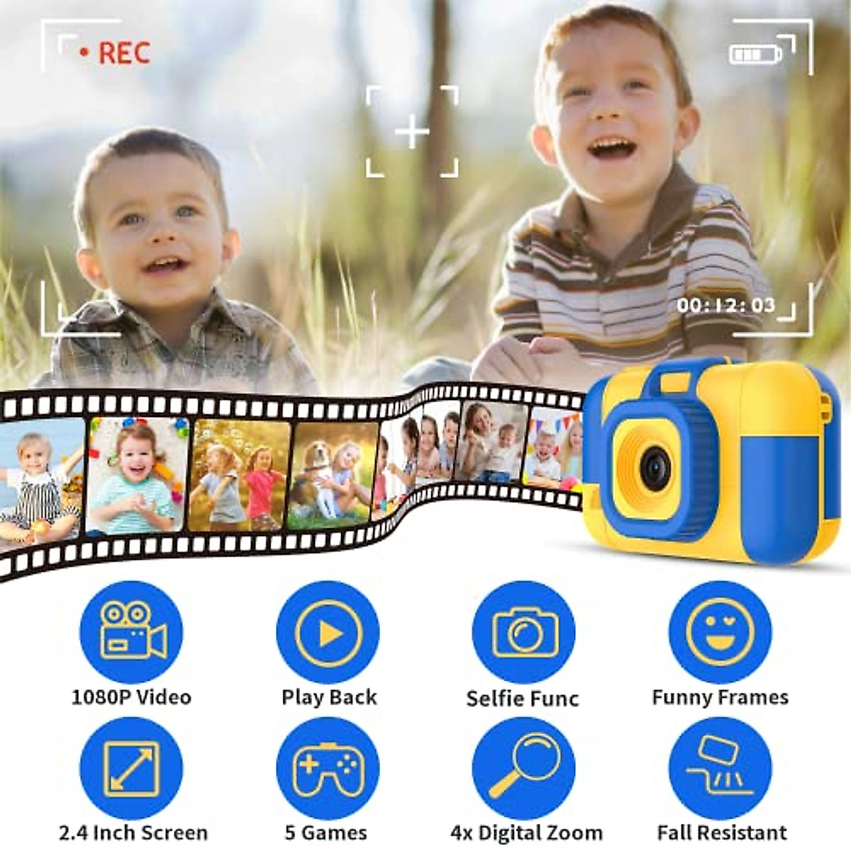 Kids Camera for Boys and Girls Age 3-10 Years Old Cameras for Kids with 32GB SD Card 1080P HD Digital Video Cameras for Kids Birthday Electronic Toys Gifts for Toddlers